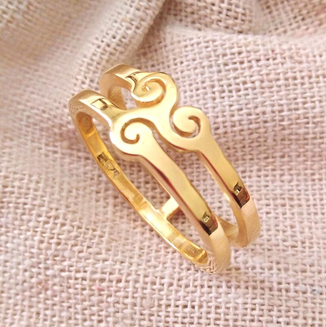 Yellow Gold Spiral Ring | Silver 925 Triple Spiral Ring | Women Gold ...
