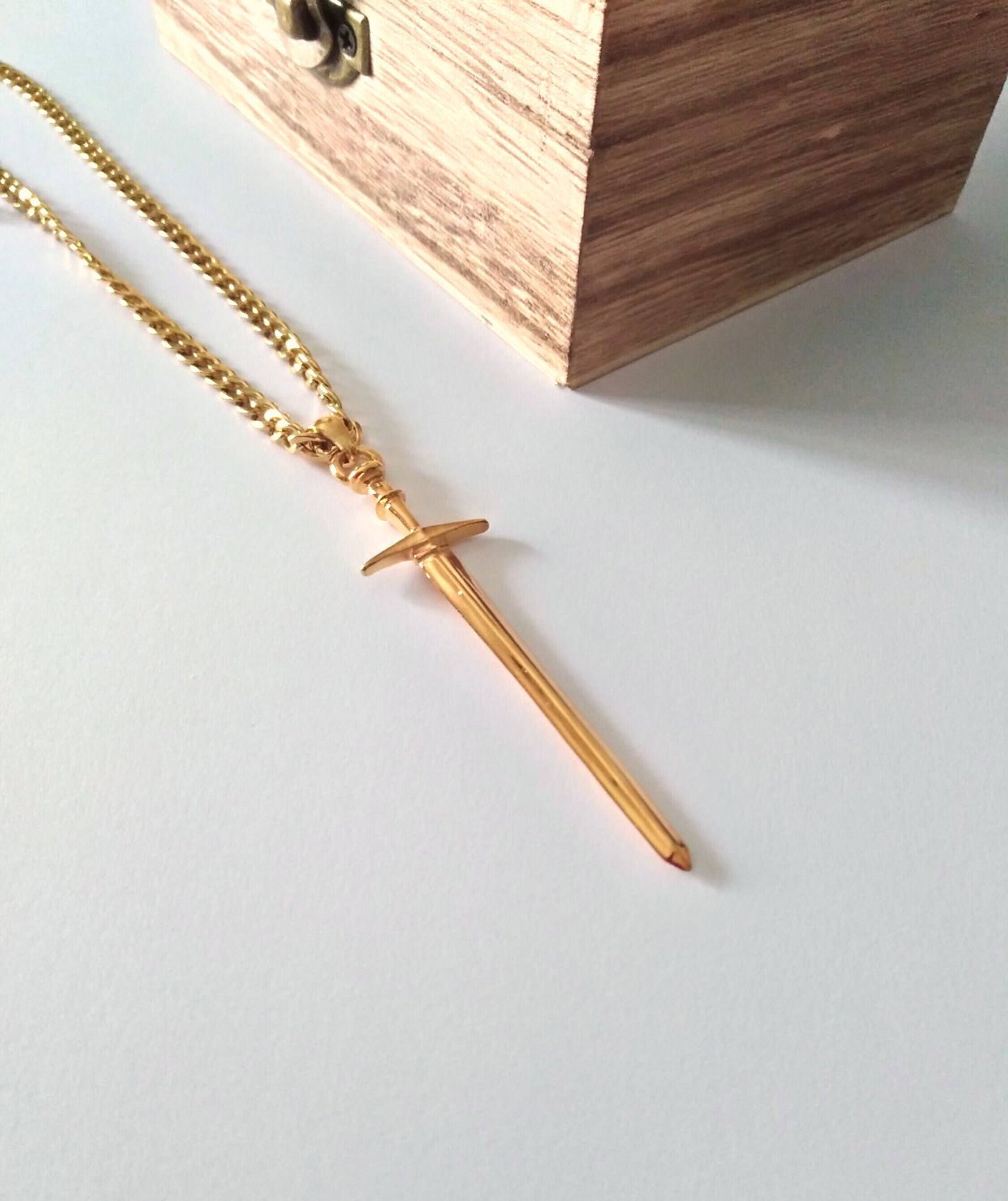 Gold Sword Pendant Sterling Silver Sword Necklace Gold Sword - Etsy