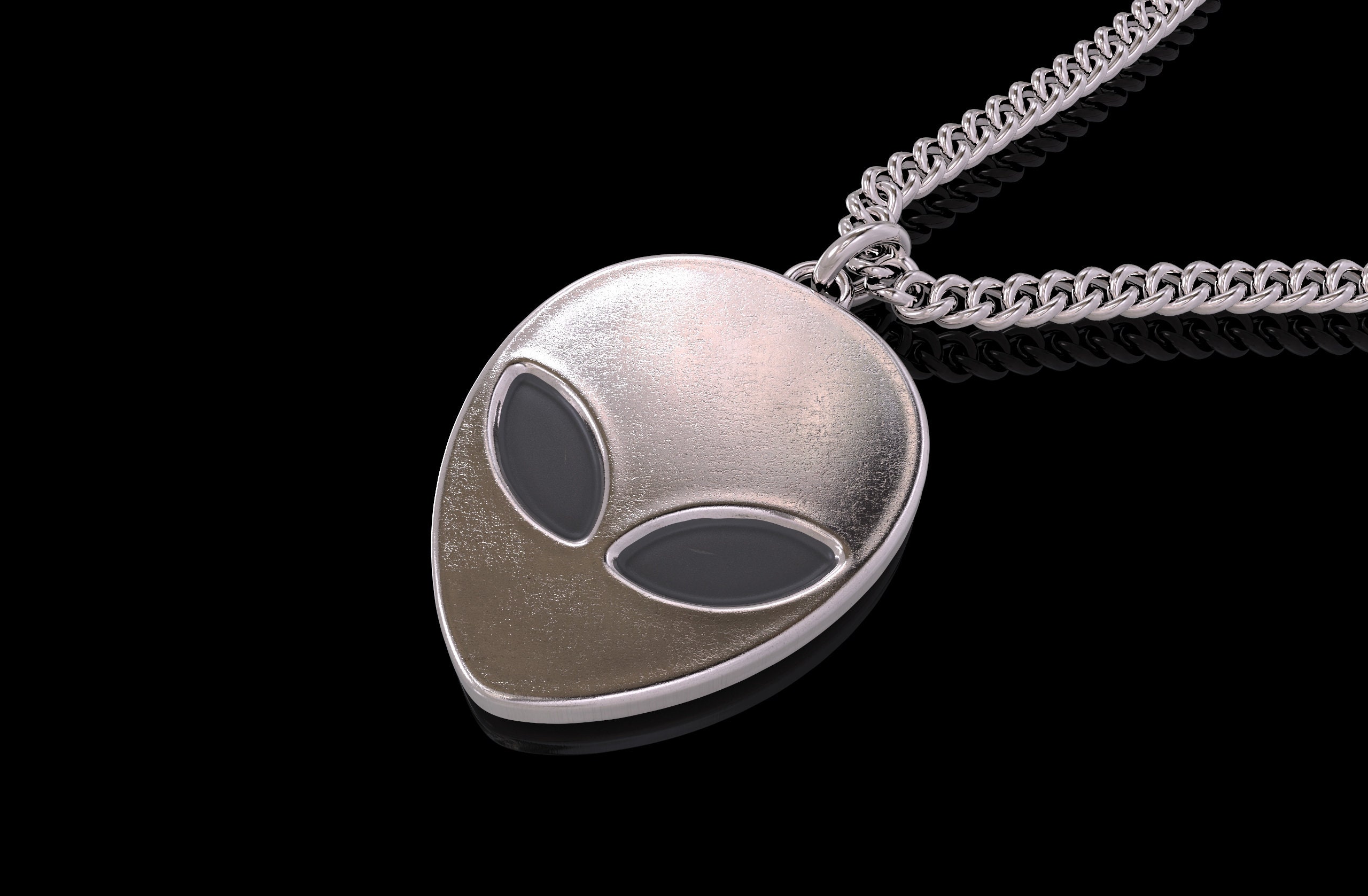 Silver 925 Alien Necklace Sterling Silver Alien Pendant | Etsy