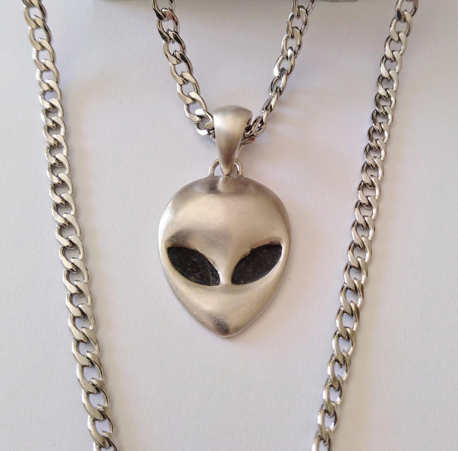 Oxidized Silver 925 Alien Head Pendant | Handcrafted Silver Alien ...