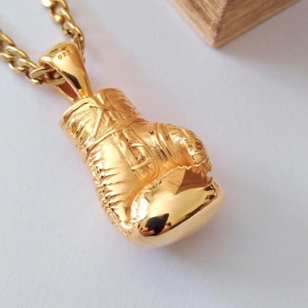 Yellow Gold Plated Boxing Glove Pendant | Handcrafted Silver 925 Boxing ...