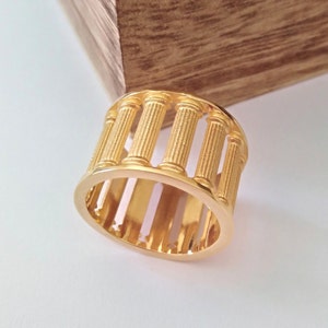 Gold Greek Pillars Ring, Sterling Silver Pillars Ring, Ancient Greek ...
