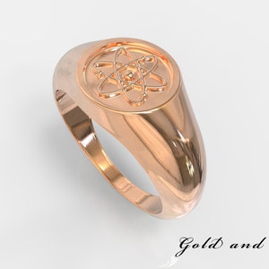 Gold Atom Ring, Atom Jewelry, Atom Signet Ring, Silver Atom Ring, Gold ...