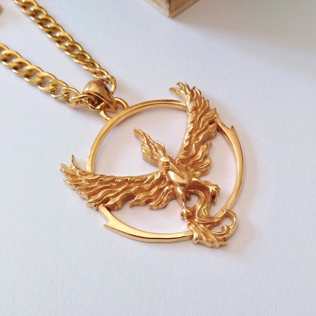 Gold Phoenix Pendant | Handmade Sterling Silver Phoenix Necklace | Men ...