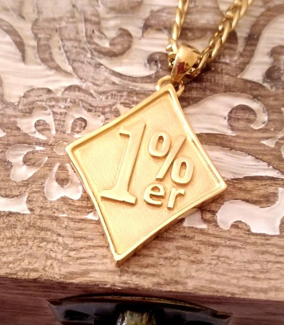 Gold 1% Er Pendant, Sterling Silver One per Cent Er Necklace, Silver ...