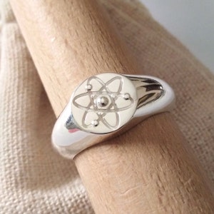 Gold Atom Ring, Handmade Sterling Silver Atom Ring, Men's Atom Ring ...