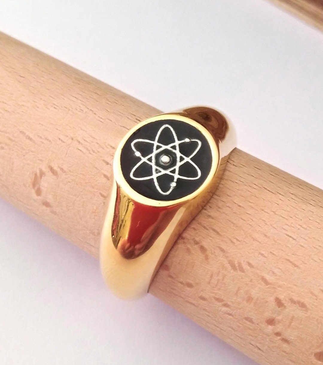 Gold Atom Ring, Atom Jewelry, Atom Signet Ring, Silver Atom Ring, Gold ...