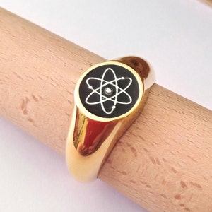 Gold Atom Ring, Atom Jewelry, Atom Signet Ring, Silver Atom Ring, Gold ...