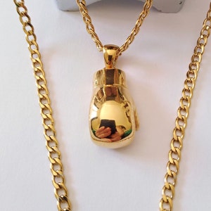 Yellow Gold Boxing Glove Pendant | Handcrafted Silver 925 Boxing Glove Necklace | Women's Boxing ...