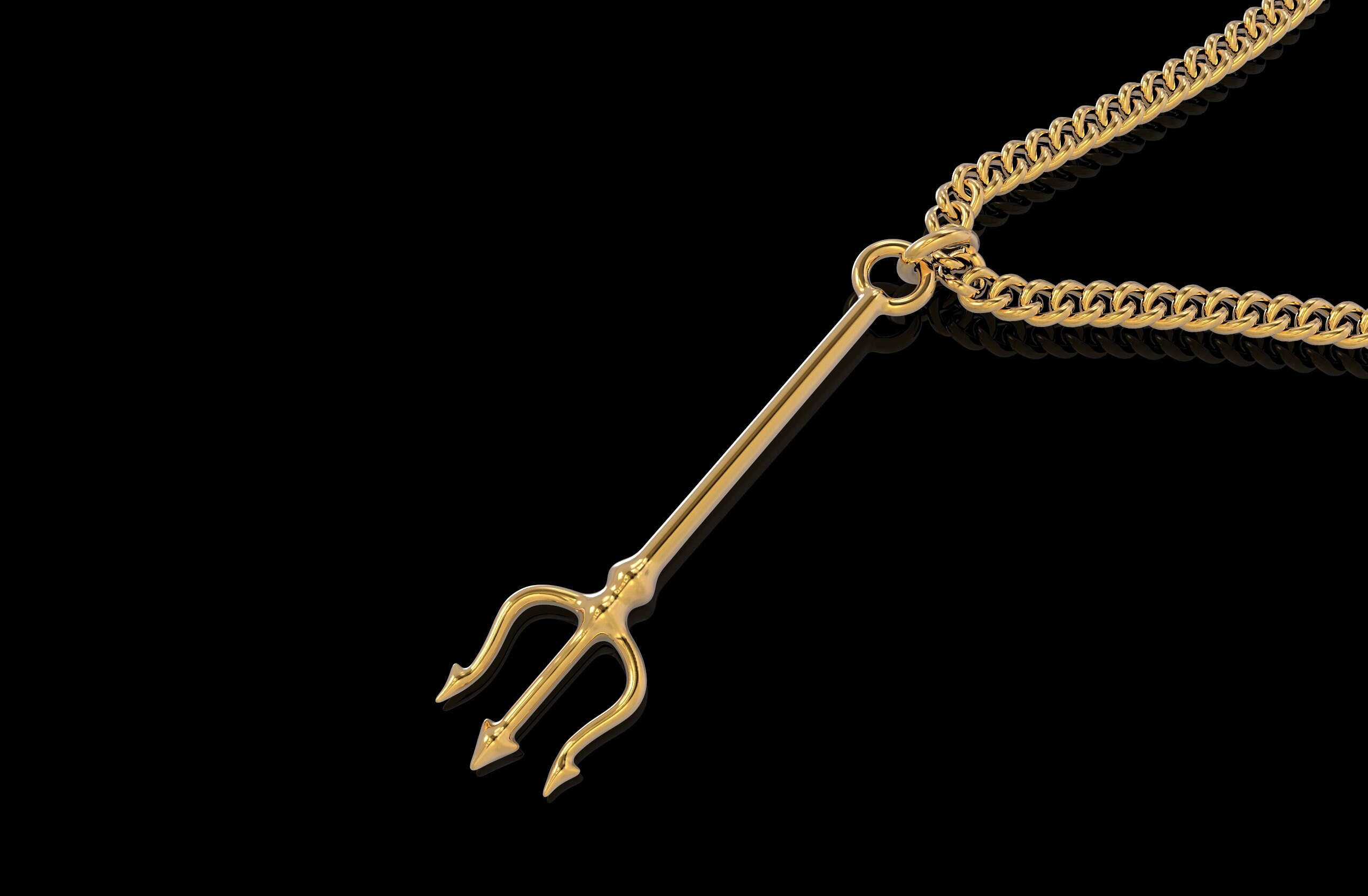 Gold Trident Pendant Trident Necklace Poseidon Pendant | Etsy