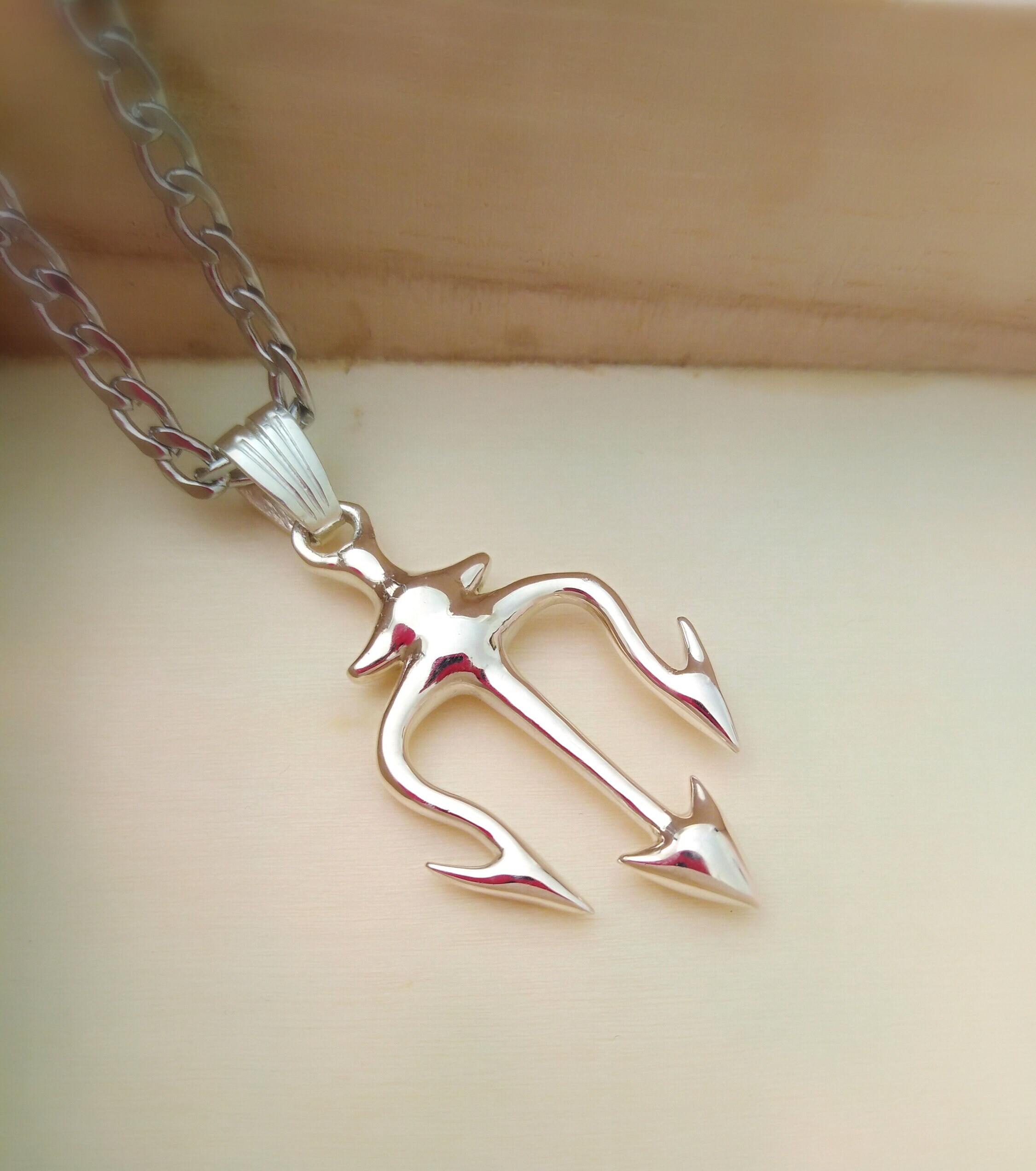 Gold Trident Pendant Silver 925 Trident Necklace Gold - Etsy UK