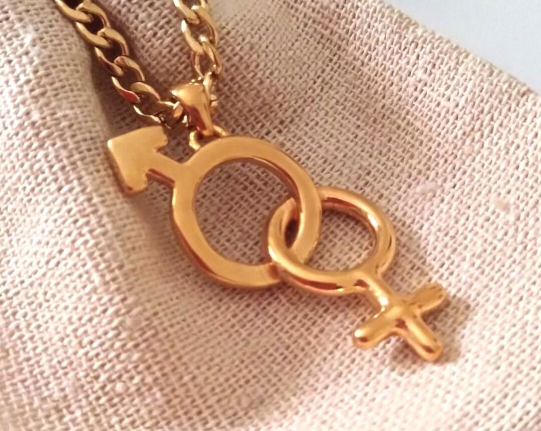 Gold Male and Female Sex Symbol Pendant Women's Gold Male - Etsy