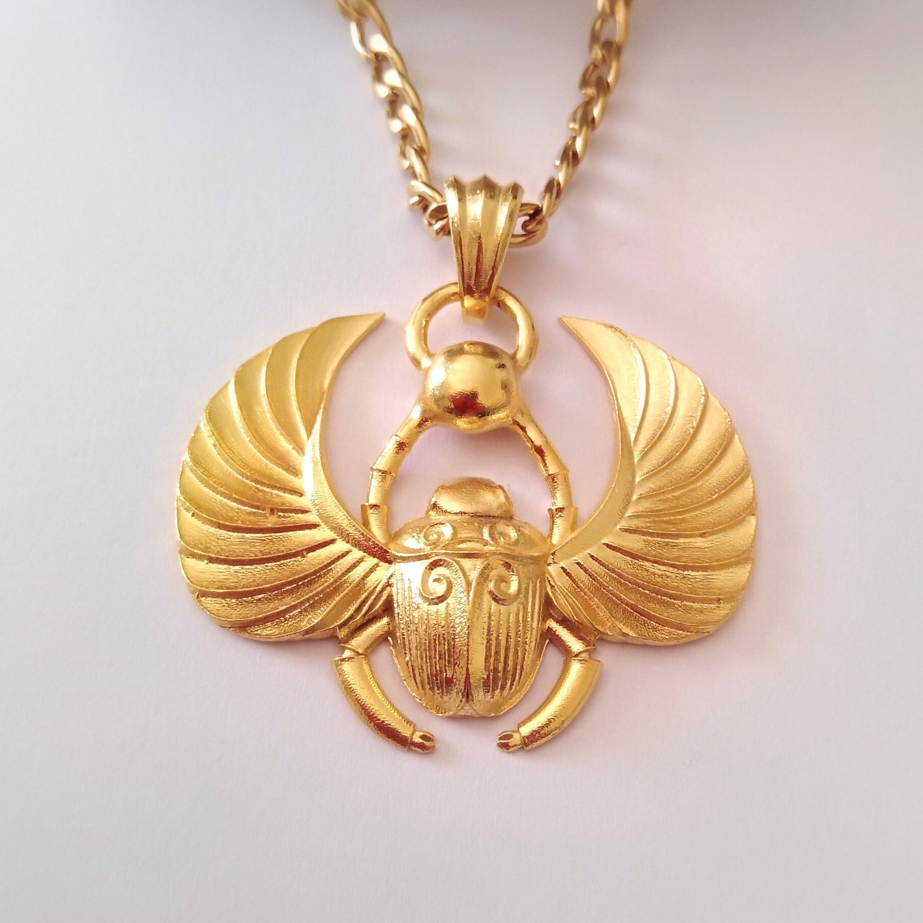 Yellow Gold Plated Egyptian Scarab Pendant | Silver 925 Egyptian Scarab ...