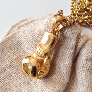 Yellow Gold Boxing Glove Pendant | Men's Handmade Silver 925 Box Glove Necklace | Women Gold ...