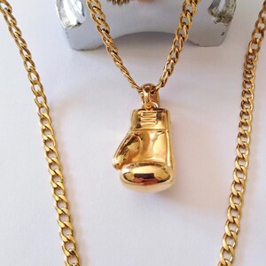 Yellow Gold Boxing Glove Pendant | Handcrafted Silver 925 Boxing Glove Necklace | Women's Boxing ...