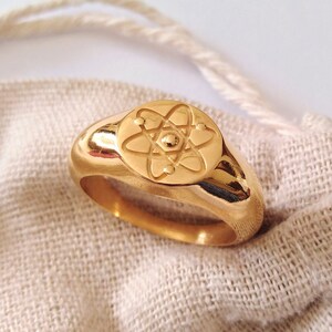 Gold Atom Ring, Handmade Sterling Silver Atom Ring, Men's Atom Ring ...
