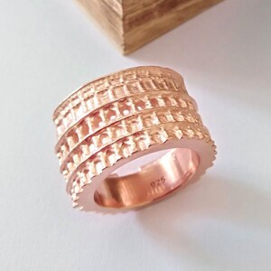 Gold Colosseum Ring, Sterling Silver Colosseum Ring, Women's Rose Gold ...