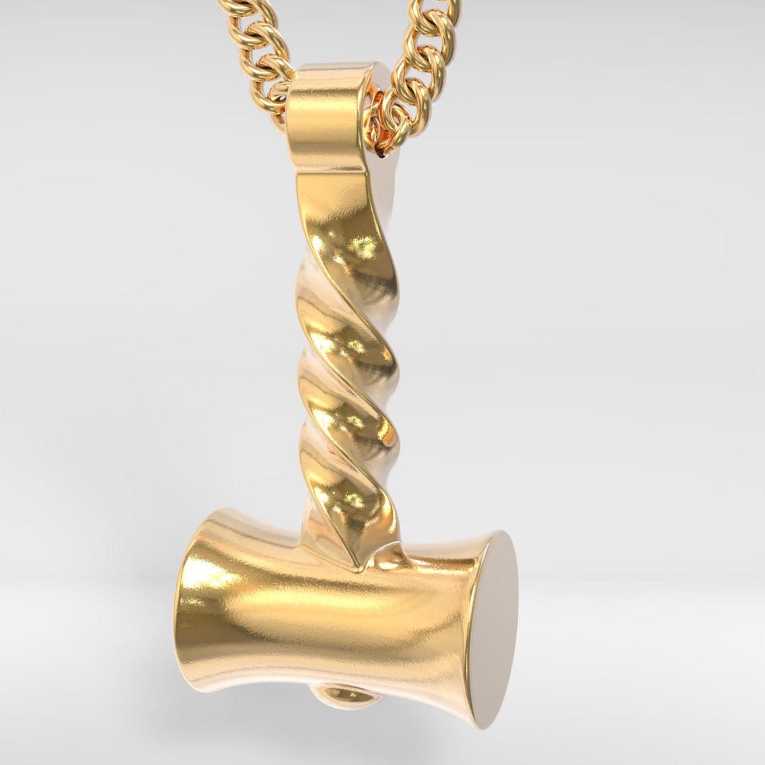 Gold Plated Hammer of Thor Pendant | Handcrafted Silver 925 Mjölnir ...