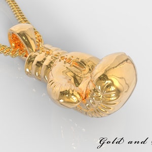 Gold Boxing Glove Pendant, Sterling Silver Box Glove Necklace, Rose ...