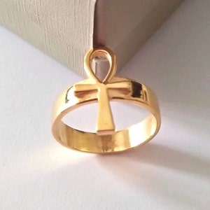 Gold Ankh Ring, Silver 925 Ankh Cross Ring, Rose Gold Ankh Cross Ring ...