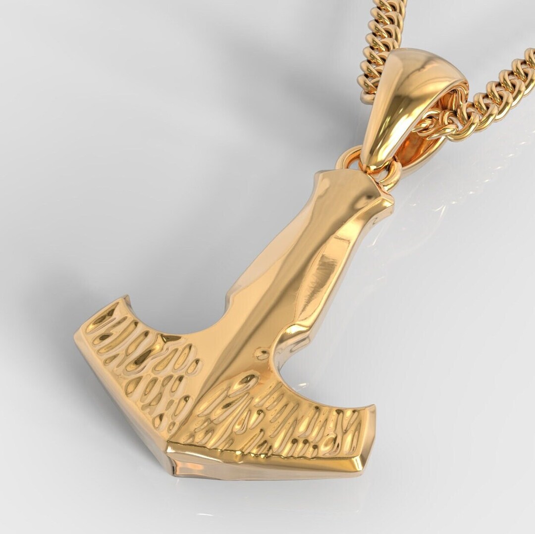 Yellow Gold Mjolnir Pendant Men's Sterling Silver Handmade Mjölnir ...