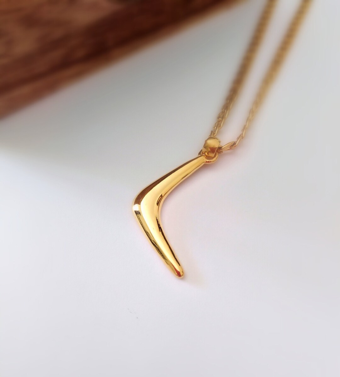 24K Gold Boomerang Pendant Sterling Silver Boomerang Mens - Etsy