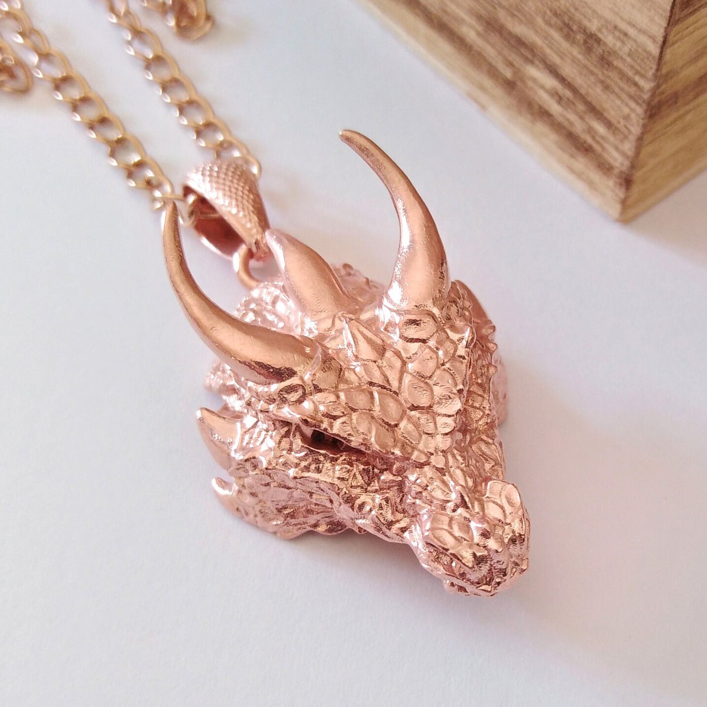 Rose gold dragon necklace store