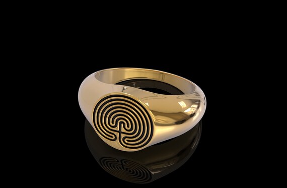 Gold Maze Ring Sterling Silver Maze Ring Men's Labyrinth - Etsy