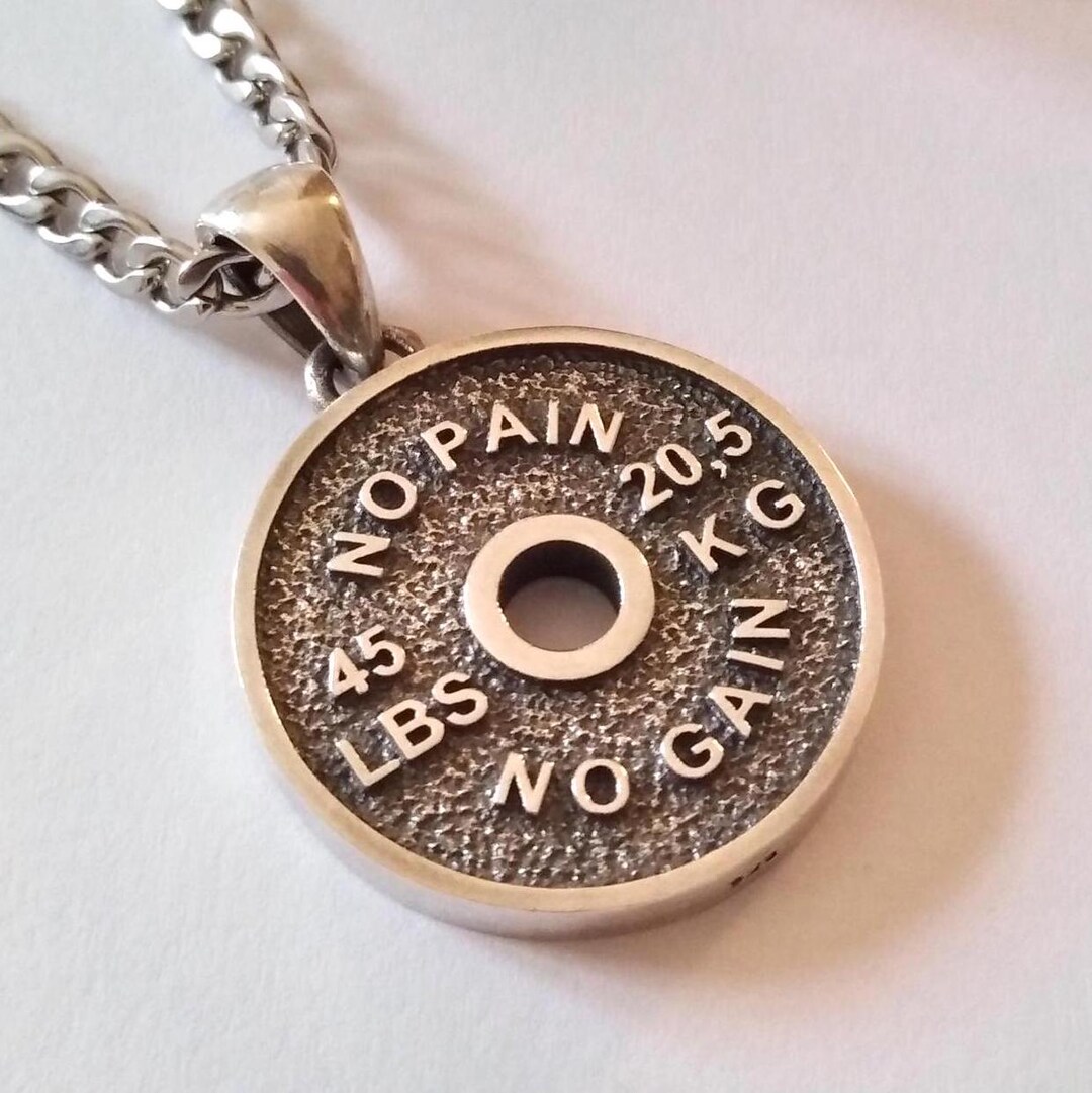 Oxidized Silver 925 Barbell Disc Pendant | Handcrafted Aged Silver ...