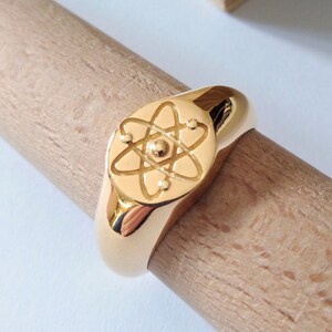 Gold Atom Ring, Handmade Sterling Silver Atom Ring, Men's Atom Ring ...