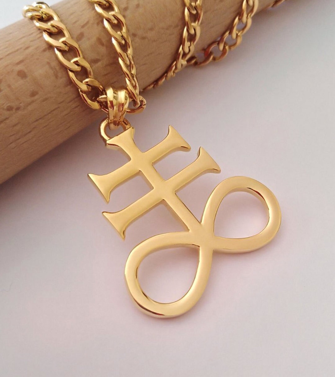 Yellow Gold Leviathan Cross | Handcrafted Silver Cross of Satan | Men's ...