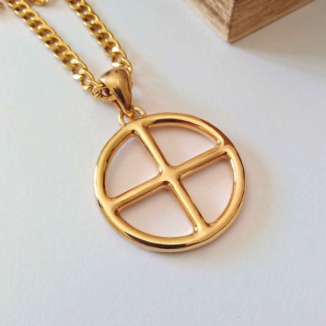 Gold Solar Cross Pendant | Men's Silver 925 Solar Cross Necklace ...