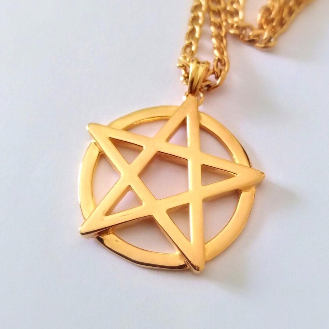 Yellow Gold Plated Pentagram Pendant | Handcrafted Silver 925 Pentacle ...