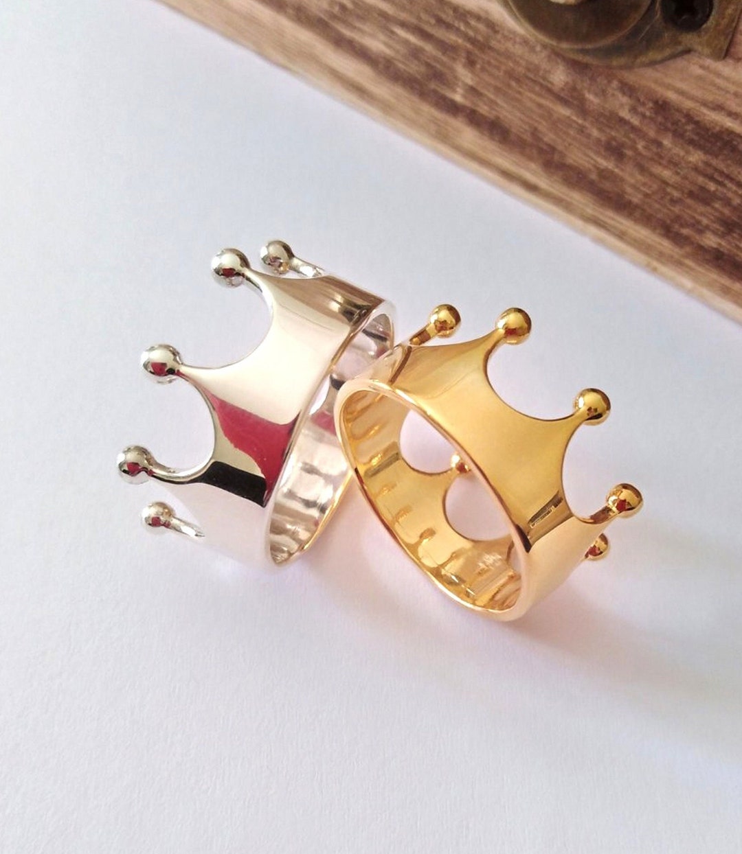 Yellow Gold Crown Ring | Silver 925 Crown Ring | King's Ring | Men Silver 925 Crown Ring | Women ...