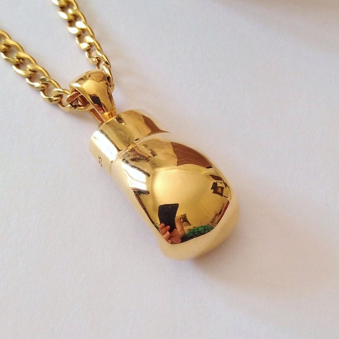 Yellow Gold Boxing Glove Pendant | Handcrafted Silver 925 Boxing Glove Necklace | Women's Boxing ...