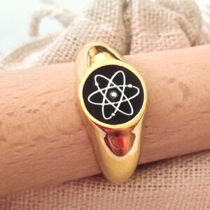 Gold Atom Ring, Atom Jewelry, Atom Signet Ring, Silver Atom Ring, Gold ...