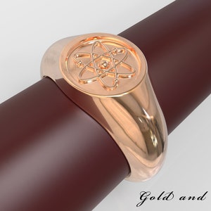Gold Atom Ring, Atom Jewelry, Atom Signet Ring, Silver Atom Ring, Gold ...