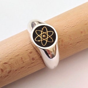 Gold Atom Ring, Atom Jewelry, Atom Signet Ring, Silver Atom Ring, Gold ...