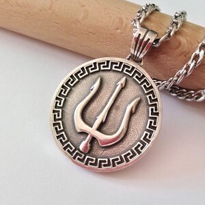 Oxidized Silver 925 Trident Pendant | Handcrafted Sterling Silver Greek ...