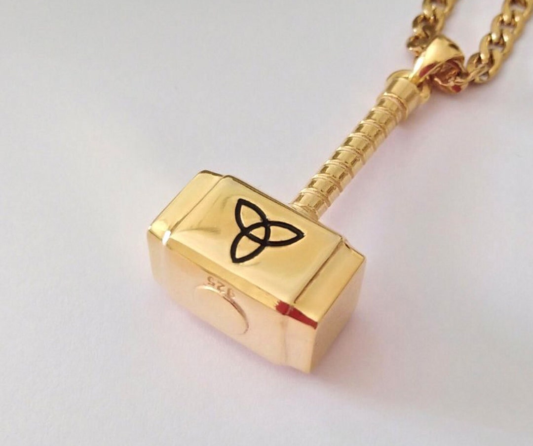 Gold Mjölnir Pendant Sterling Silver Hammer of Thor Pendant - Etsy