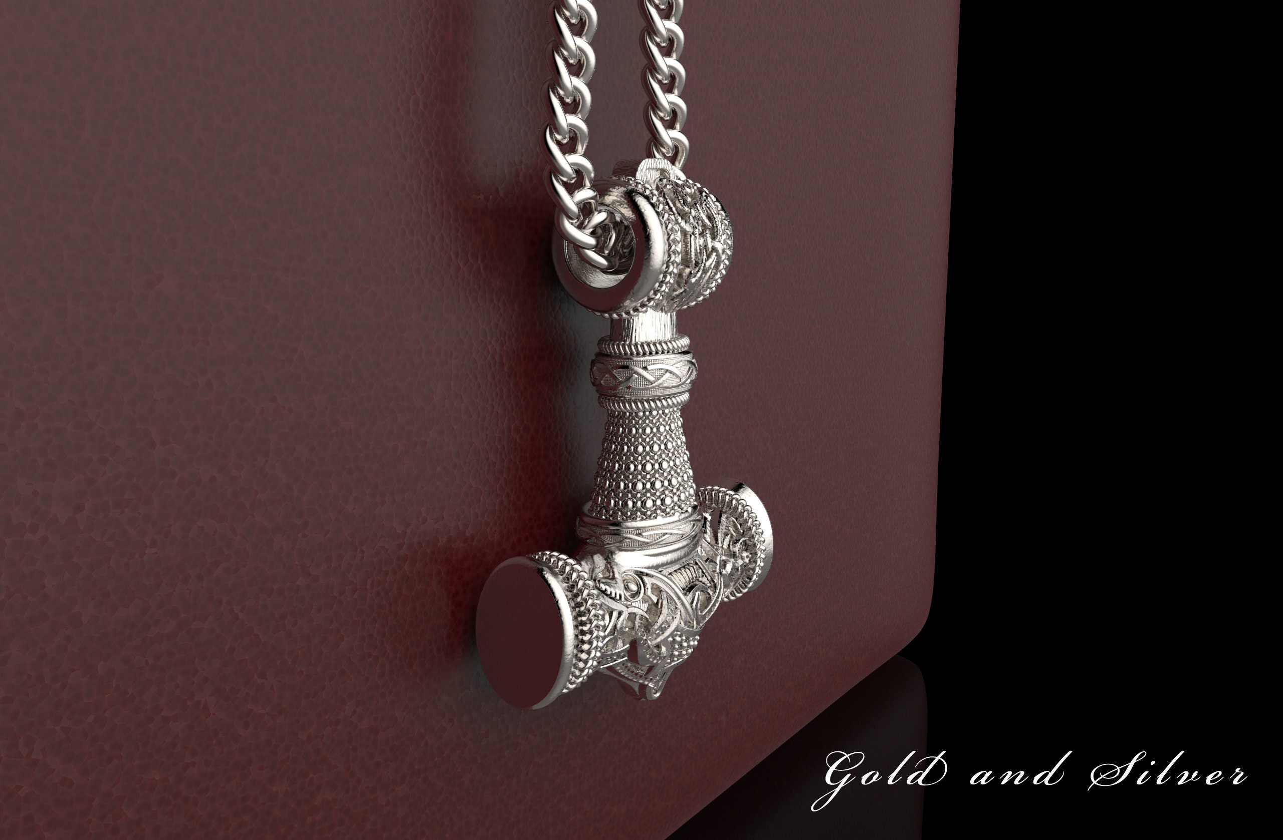 Gold Hammer of Thor Pendant Sterling Silver Handmade Mjölnir - Etsy