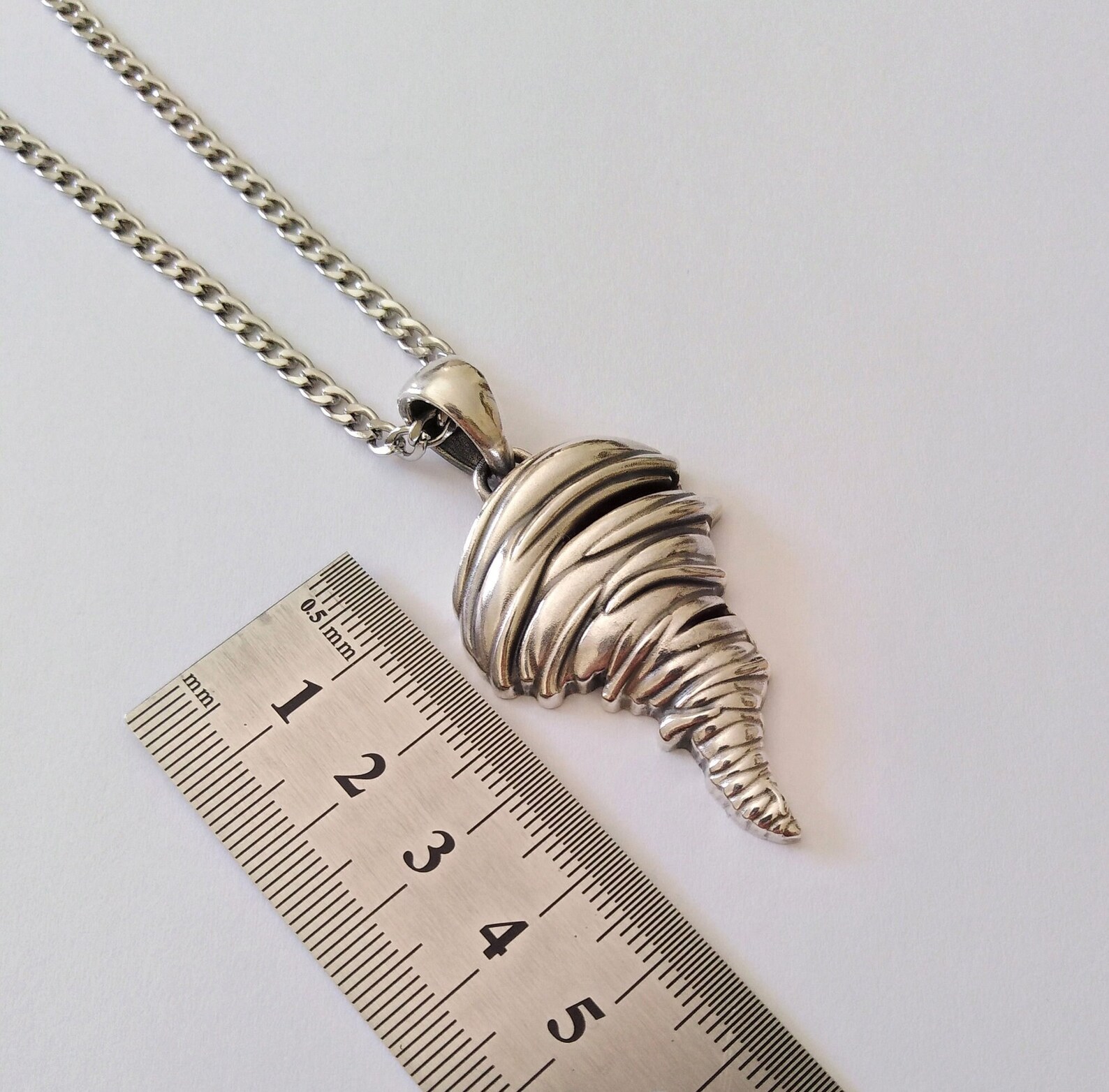 Oxidized Silver 925 Tornado Pendant | Handcrafted Aged Sterling Silver ...