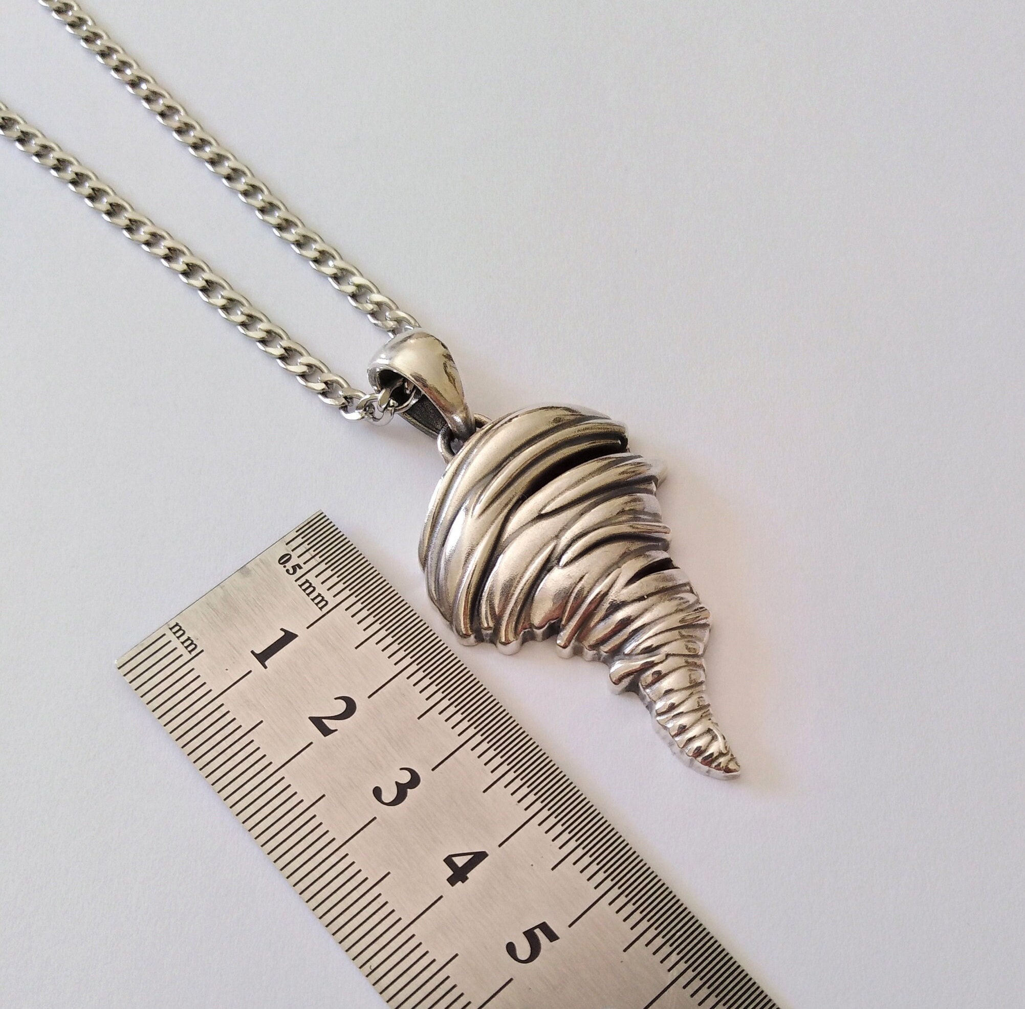 Oxidized Silver 925 Tornado Pendant | Handcrafted Aged Sterling Silver ...