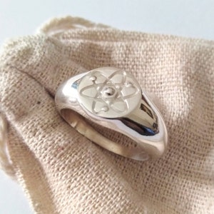 Gold Atom Ring, Handmade Sterling Silver Atom Ring, Men's Atom Ring ...