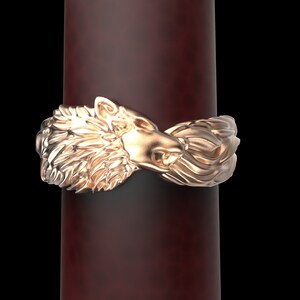 Gold Wolf Ring, Sterling Silver Wolf Ring, Rose Gold Wolf Ring, Men's ...