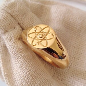 Gold Atom Ring, Handmade Sterling Silver Atom Ring, Men's Atom Ring ...