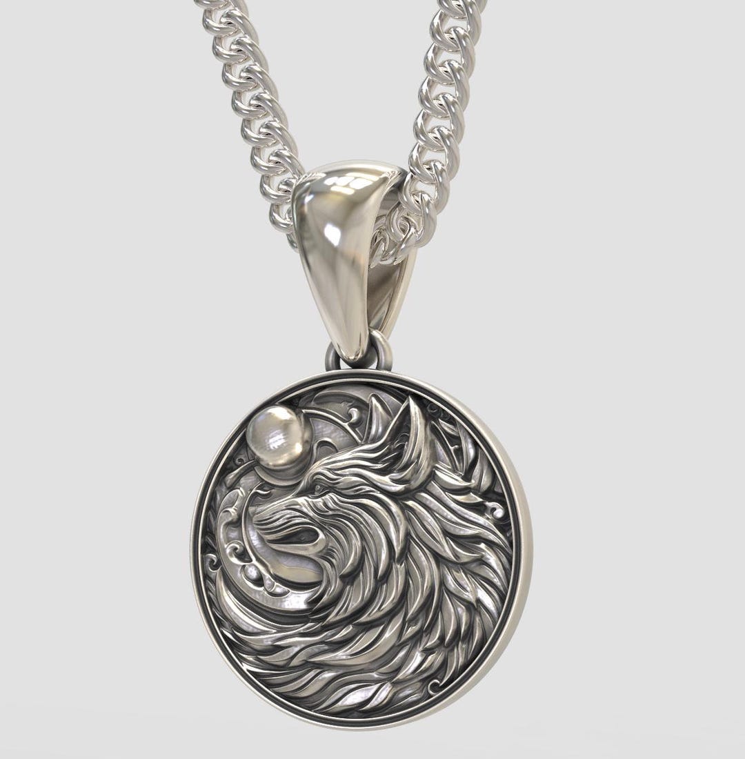 Oxidized Silver 925 Wolf Pendant Silver 925 Handmade Wolf Necklace Men ...