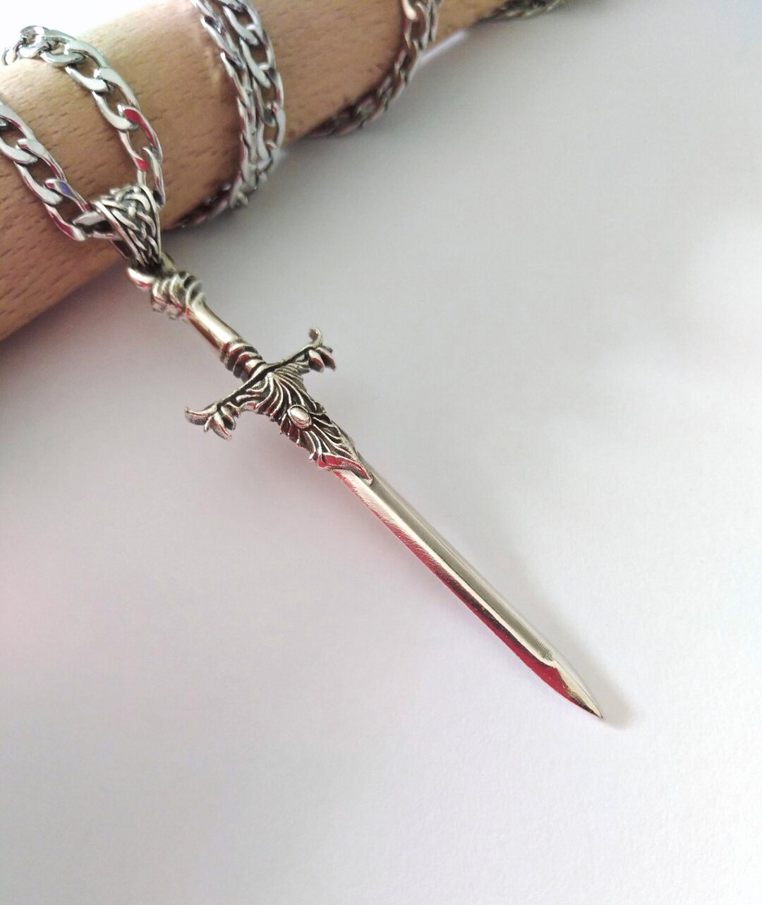 Aged Silver Sword Pendant, Silver 925 Sword Necklace, Sword Pendant ...