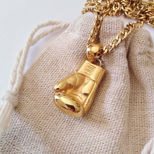 Yellow Gold Boxing Glove Pendant | Sterling Silver Box Glove Necklace | Women's Boxing Glove ...