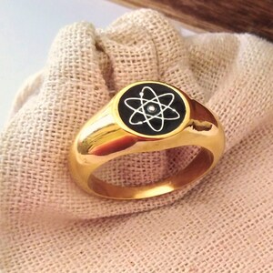 Gold Atom Ring, Atom Jewelry, Atom Signet Ring, Silver Atom Ring, Gold ...